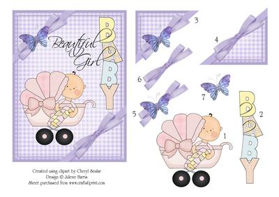 Beautiful Baby Girl Card Front & Decoupage - CUP41312_499 | Craftsuprint