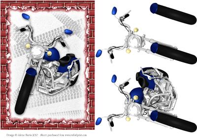 Cool Blue Motorcycle - Decoupage Card - CUP53514_499 | Craftsuprint
