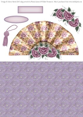 Antique Purple Floral Fan - Fan Sheet - CUP65706_499 | Craftsuprint