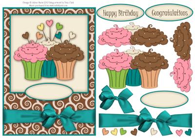 Cupcake Celebration - Decoupage Card - CUP71209_499 | Craftsuprint