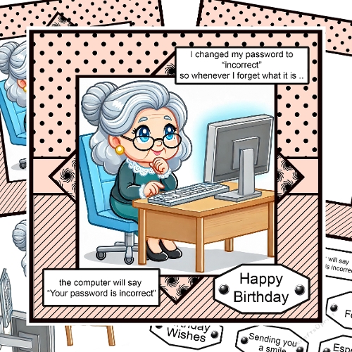 Passwords - Female Computer themed decoupage card kit - CUP1360216_2745 ...