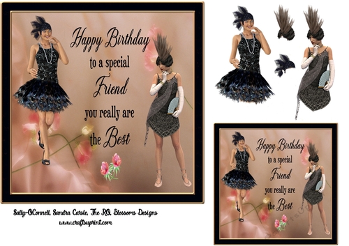 Flapper Friend birthday aprox 7x7 inches - CUP1010271_2606 | Craftsuprint