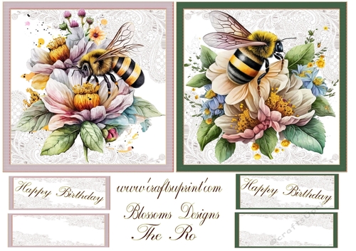 A Beautiful Bee sheet Design with greeting tags - CUP1211226_2606 ...