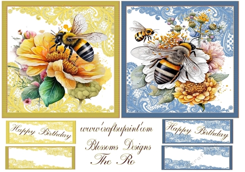 A Beautiful Bee sheet Design with greeting tags - CUP1211229_2606 ...