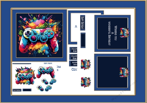A gamer birthday design kit aprox 7 x 7 - CUP1279060_2606 | Craftsuprint