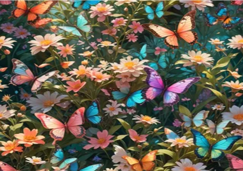 floral and butterflies backing paper 5 - CUP1332864_2606 | Craftsuprint