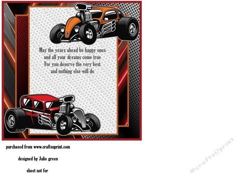 Classic racing cars birthday insert - CUP1011382_653 | Craftsuprint