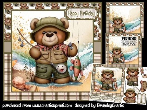Cute Bear goes fishing - CUP1208665_653 | Craftsuprint