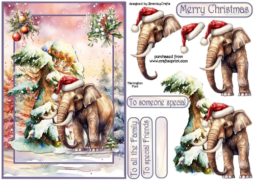Elephants Christmas wishes A5 - CUP1260095_653 | Craftsuprint