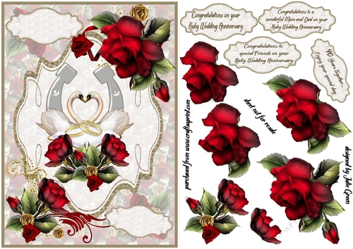 Ruby wedding swans - CUP991219_653 | Craftsuprint