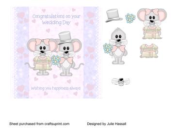 Wedding Day Card with Cute Mice Decoupage - CUP670265_2306 | Craftsuprint