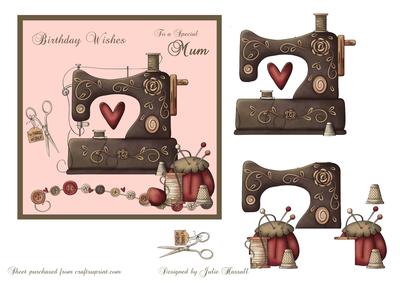 Birthday Card for Mum with Sewing Machine - CUP676678_2306 | Craftsuprint