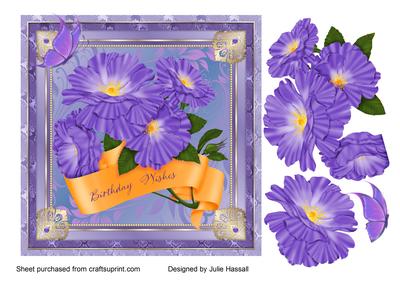 Birthday Card with Purple Flowers & Ribbon - CUP680092_2306 | Craftsuprint