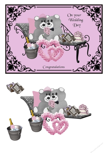 teddy Bear wedding card - CUP713584_2306 | Craftsuprint