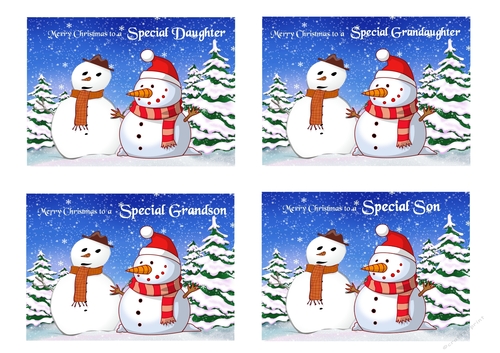 Christmas card toppers with winter scene and snowmen - CUP730712_2306 ...