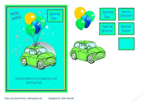 Congratulations on passing your driving test card with balloons ...