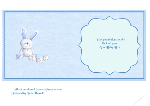 Insert for baby boy card cup714820_2306 - CUP759796_2306 | Craftsuprint