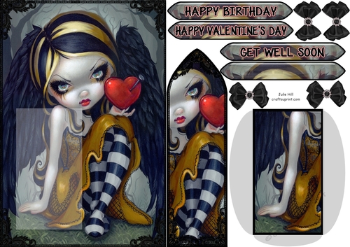 Strangeling Heart of nails Gothic Get well soon bookmark card sheet ...