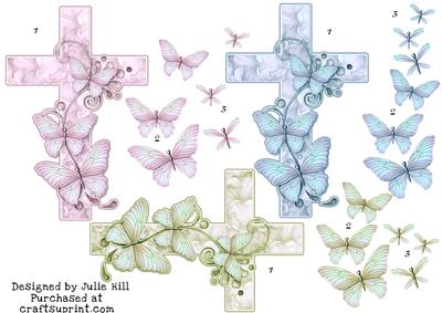 Butterflies on a Cross Toppers - CUP182337_1031 | Craftsuprint