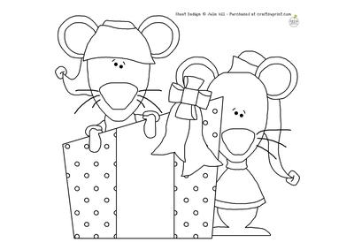 Christmas Present Mice Digital Stamp - CUP254086_1031 | Craftsuprint