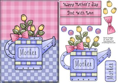 Rose Watering Can Mother's Day Card Sheet - CUP302804_1031 | Craftsuprint