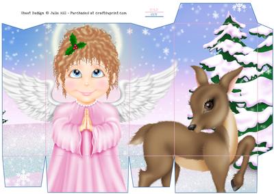 Angel and Reindeer Snow Scene Pinch Bag - CUP569156_1031 | Craftsuprint
