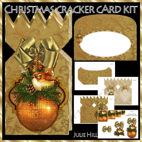 Christmas cracker golden bird and ornament card kit - CUP727071_1031 ...