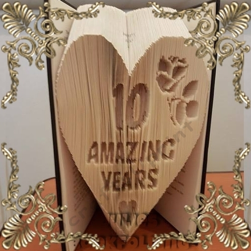 10 amazing years heart with rose - CUP777890_1031 | Craftsuprint