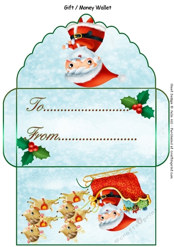 Santa and reindeer Christmas money wallet - CUP888459_1031 | Craftsuprint