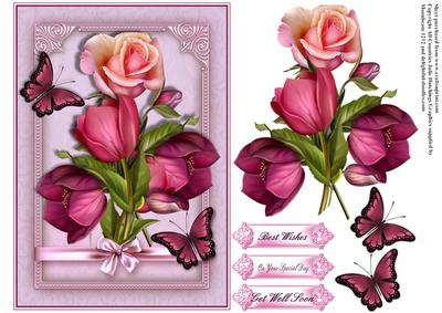Pretty Bunch of Flowers in Pink Card Front - CUP338879_1483 | Craftsuprint