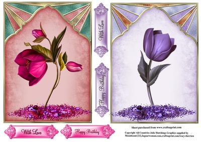 2x Beautiful Floral Card Toppers - CUP389810_1483 | Craftsuprint
