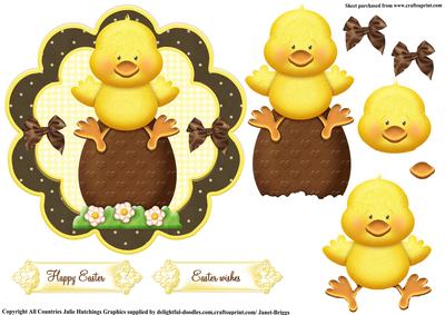 Cute Easter Chick Scalloped Card Topper - CUP391294_1483 | Craftsuprint