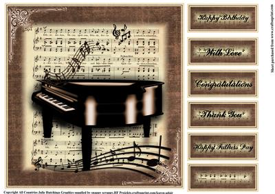 The Piano and Music Sheet Topper - CUP404260_1483 | Craftsuprint