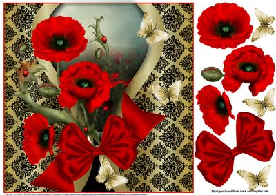 The Red Bow Poppies Topper - CUP491259_1483 | Craftsuprint