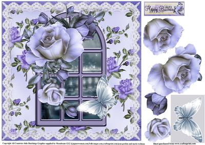 Blue Rose Window Topper - CUP521462_1483 | Craftsuprint