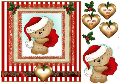 Scruffy Santa Bear Cute Topper - CUP587923_1483 | Craftsuprint