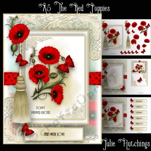 Beautiful A5 The Red Poppies Card Front Kit - CUP855606_1483 | Craftsuprint