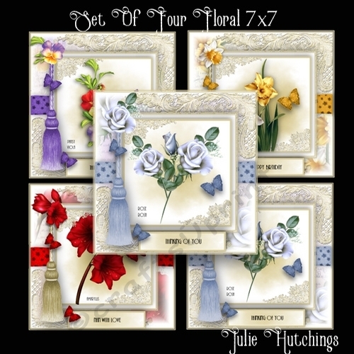 Set Of 4 floral 7x7 card front kit - CUP856773_1483 | Craftsuprint