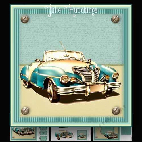 Retro Blue Car Card Kit - CUP878033_1483 | Craftsuprint