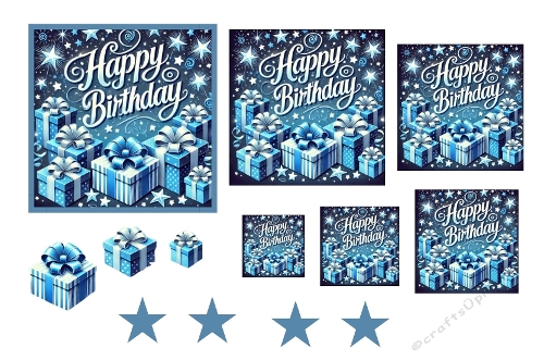 Blue Gifts Birthday Pyramids. - CUP1372066_45928 | Craftsuprint