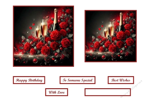 Champagne With Red Roses Toppers. - CUP1376425_45928 | Craftsuprint