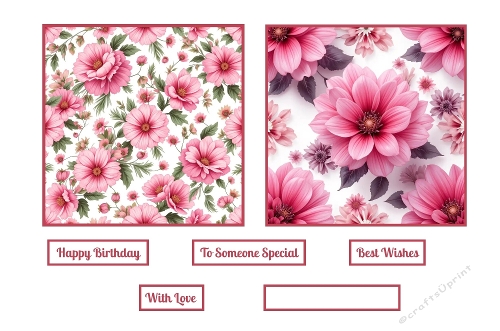 Pink Flowers Background Toppers. - CUP1378961_45928 | Craftsuprint