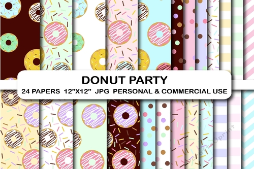 Donut digital papers, Doughnut sprinkles digital scrapbook papers ...