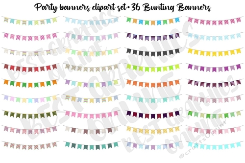 Bunting banners clipart set, Rainbow colors bunting banner clip art ...
