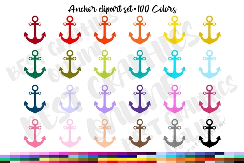 100 Anchor clipart rainbow colors, Nautical clipart - CUP1067661_109528 ...