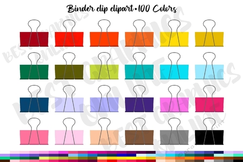 100 Binder Clip Clipart, Office Supply Clipart, Teacher Planner Sticker ...