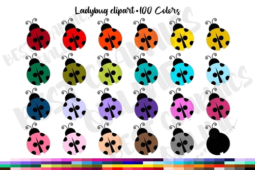 100 Ladybugs Clipart Set, Ladybug Clip art Graphics, Bugs - CUP1067887 ...