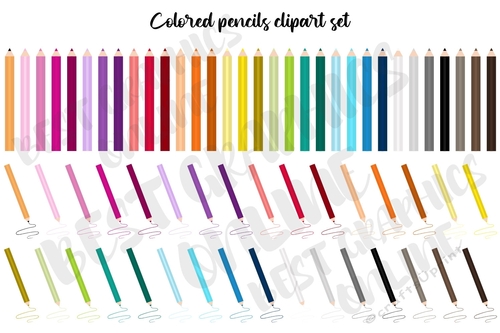 Colored pencils clipart set, Coloring pencils clip art image ...