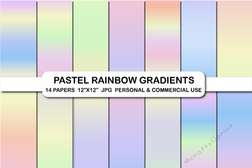 Pastel rainbow gradients digital papers Background papers - CUP1084581 ...