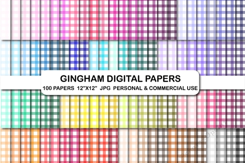 Gingham pattern digital papers, Gingham background paper set ...